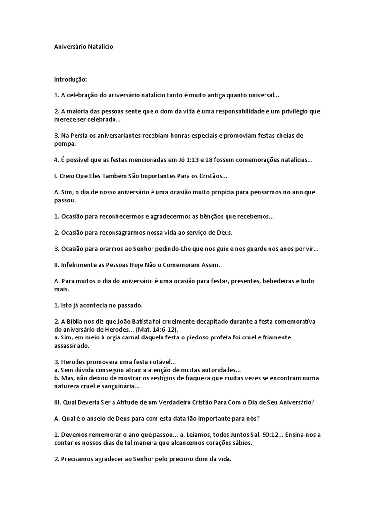 Significado do Aniversário Natalício | PDF | Aniversários