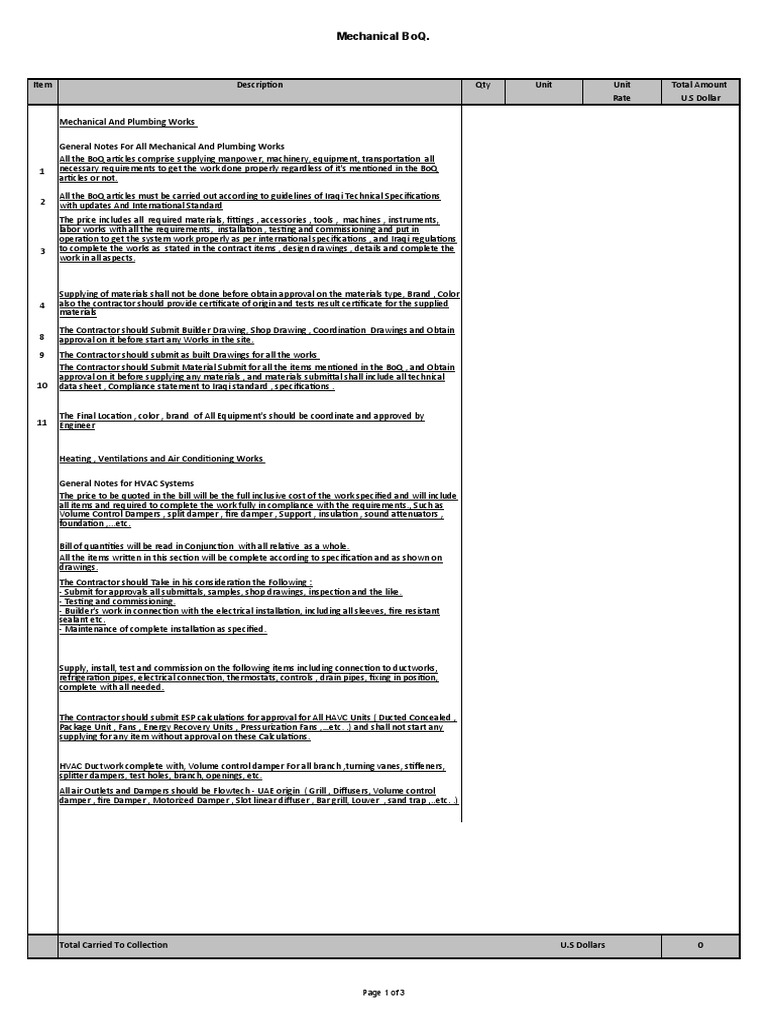 Mechanical and Plumbing Works General Notes For All Mechanical and ...