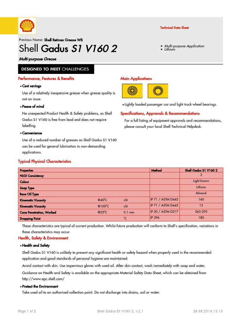 Tds en Shell Gadus s1 v160 2 | PDF | Materials