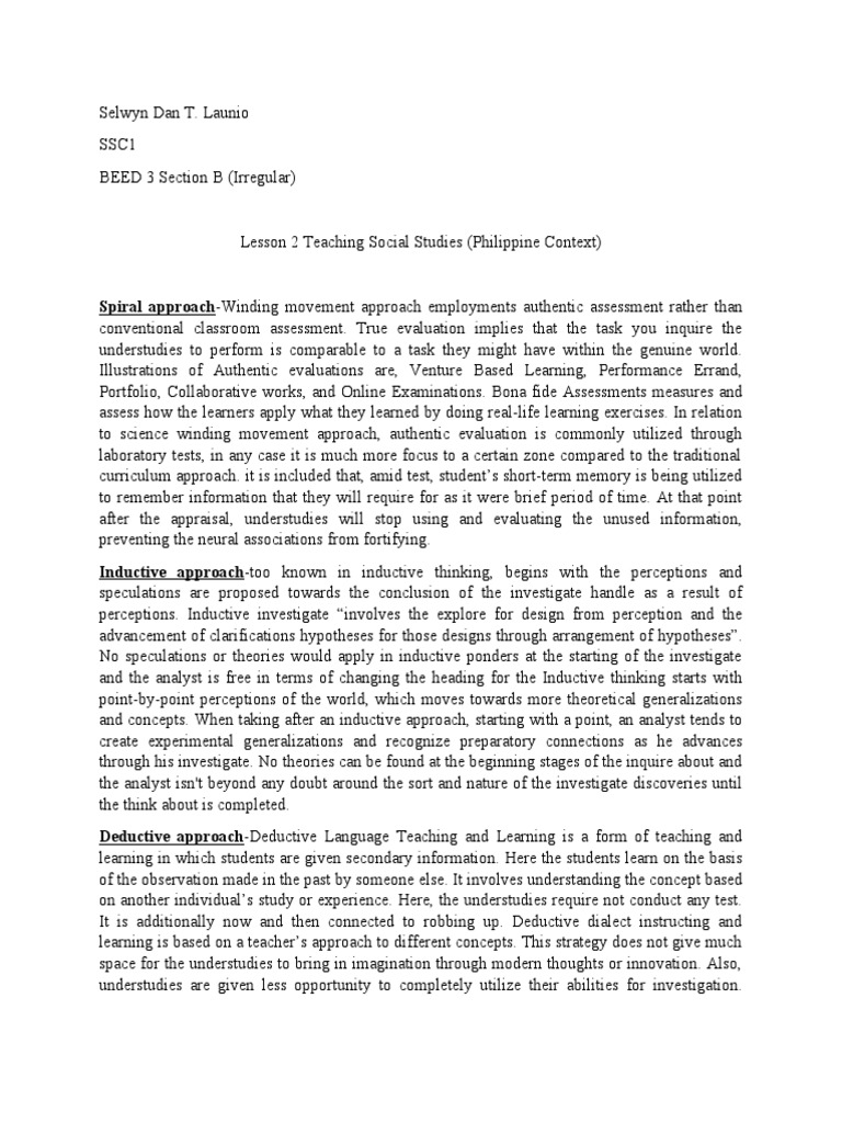 Selwyn Ssc1 Lesson 2 | PDF | Learning | Evaluation