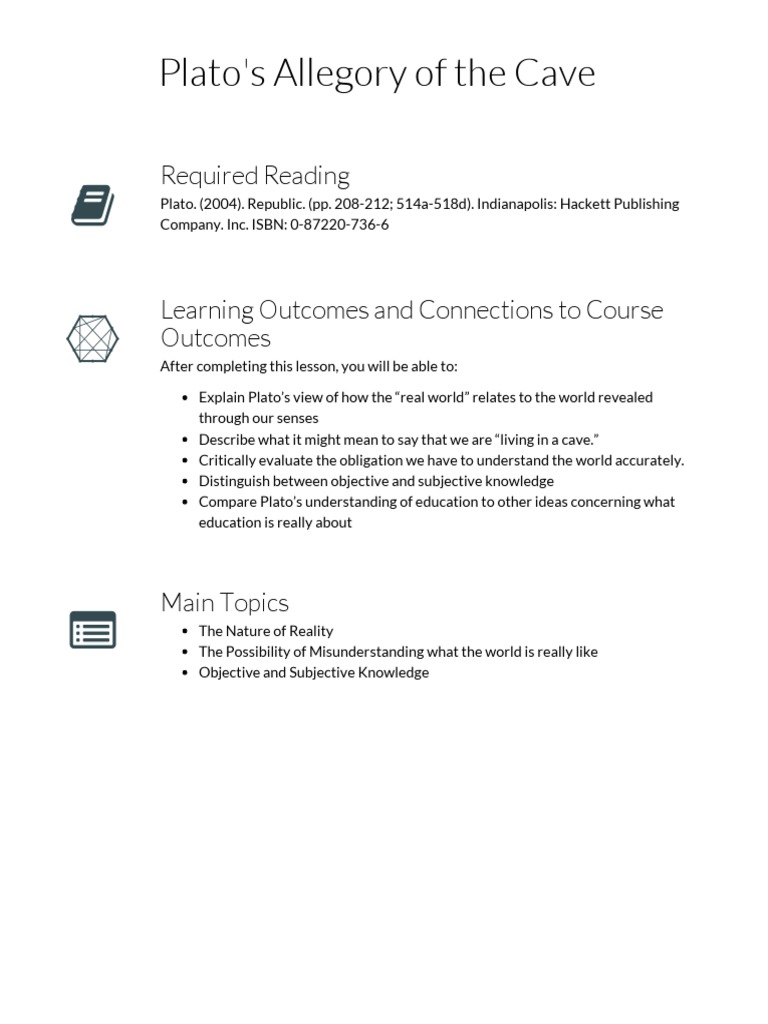 Plato's Allegory of The Cave: Required Reading | PDF | Socrates | Plato