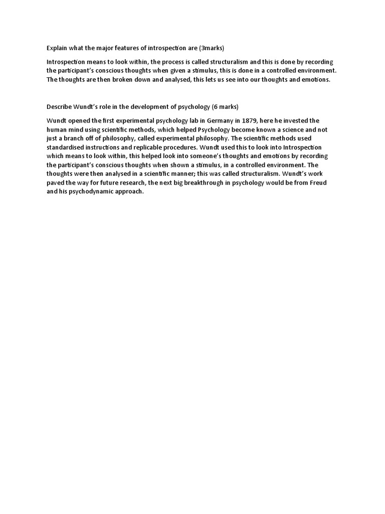Explain What The Major Features of Introspection Are | PDF