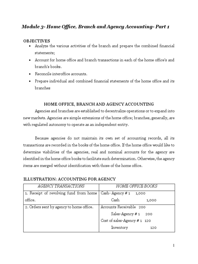 Module 3 - Home Office Brancg Acctg Part 1 | Descargar gratis PDF | Expense | Debits And Credits