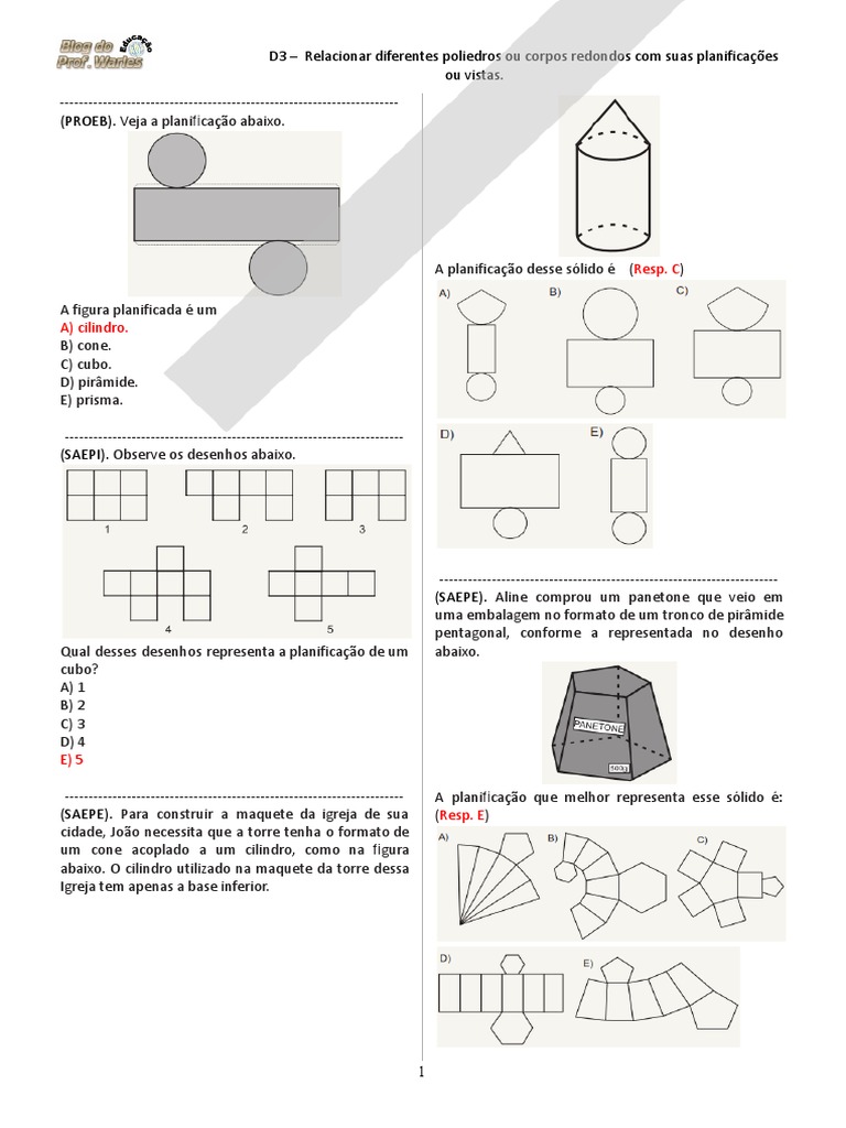 Exercícios de Matemática - Blog Do Prof. Warles | PDF | Triângulo ...