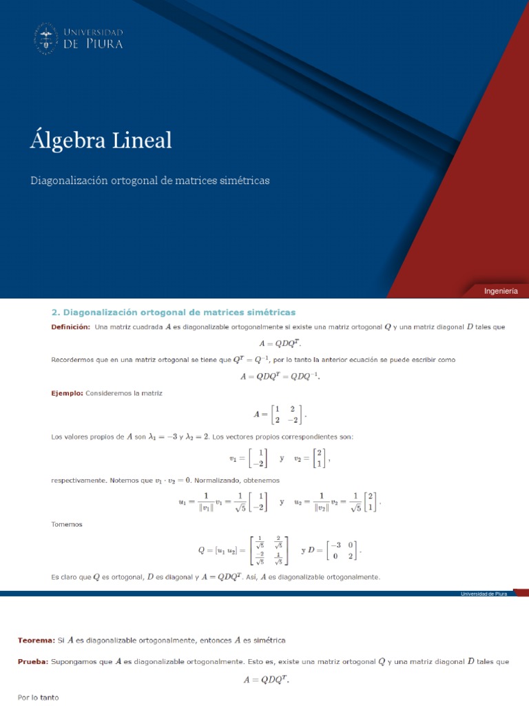 Diagonalización de Matrices Simétricas | PDF
