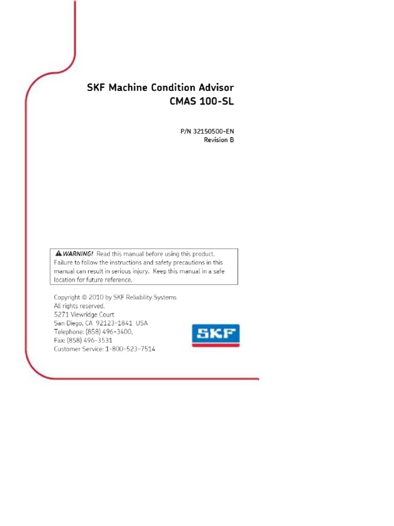 SKF Technical Support - SKF Machine Condition Advisor (MCA) CMAS 100-SL ...