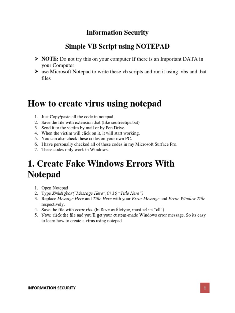 Simple VB Script Viruses | PDF | Computer Virus | Windows Registry