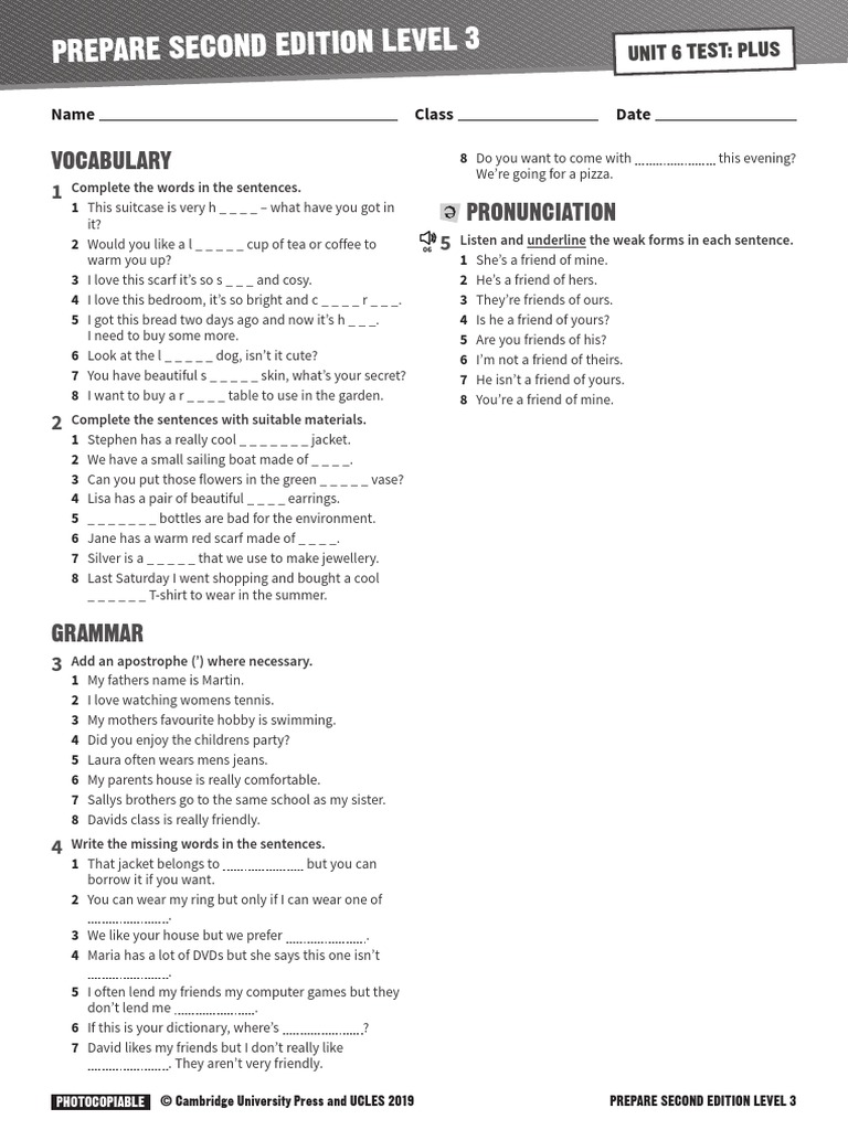 Prepare Second Edition Level 3: Vocabulary Pronunciation | PDF