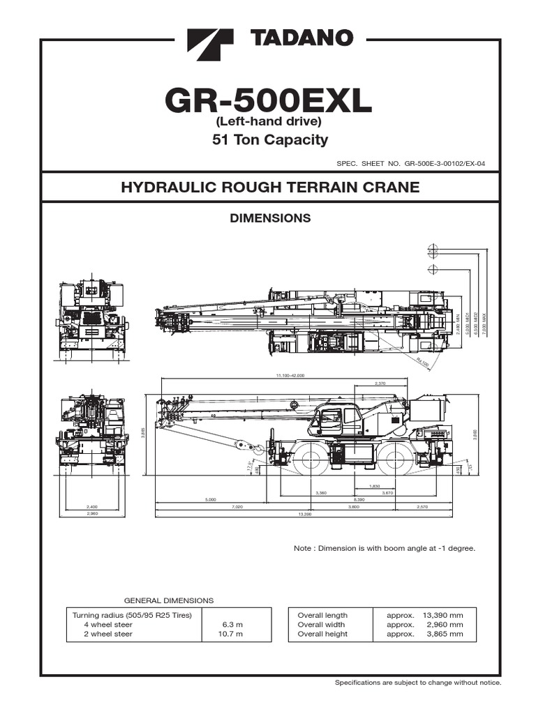 Load Chart Gr-500exl L S G | Download Free PDF | Crane (Machine ...
