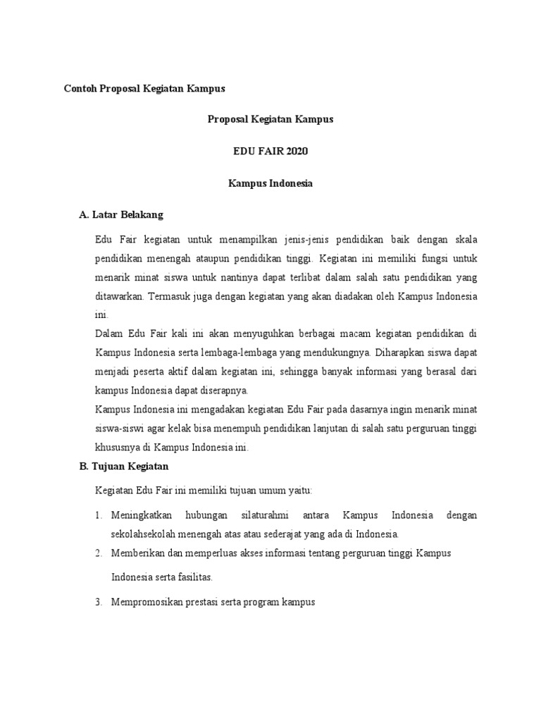 Contoh Proposal Kegiatan Kampus | PDF