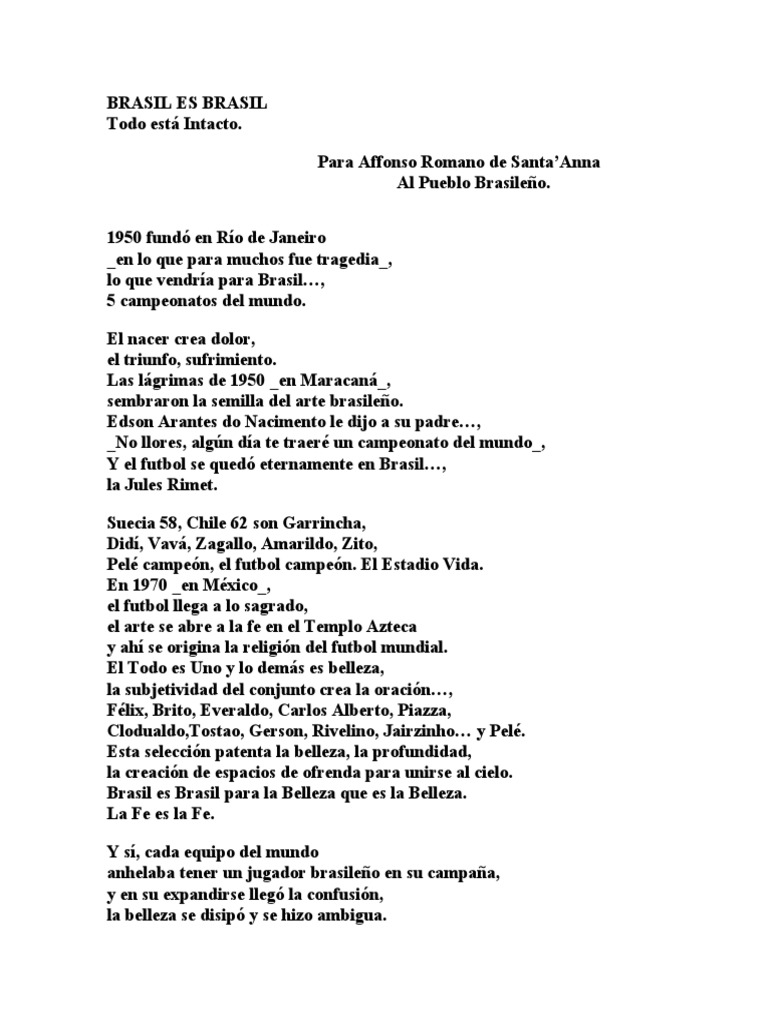 Brasil Es Brasil. Poema Al Pueblo Brasileño. Dyma Ezban. | PDF ...