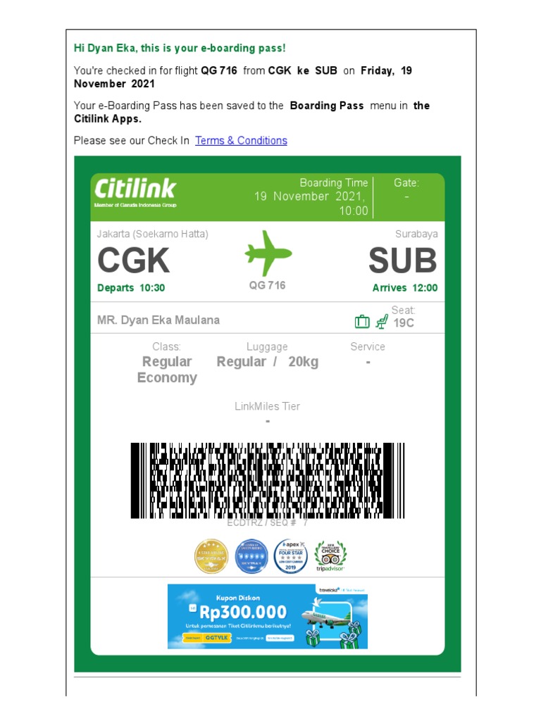 Tiket Citilink | PDF | Jakarta | Indonesia