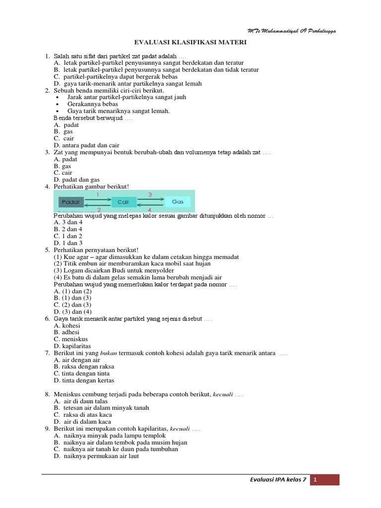 Evaluasi Klasifikasi Materi | PDF