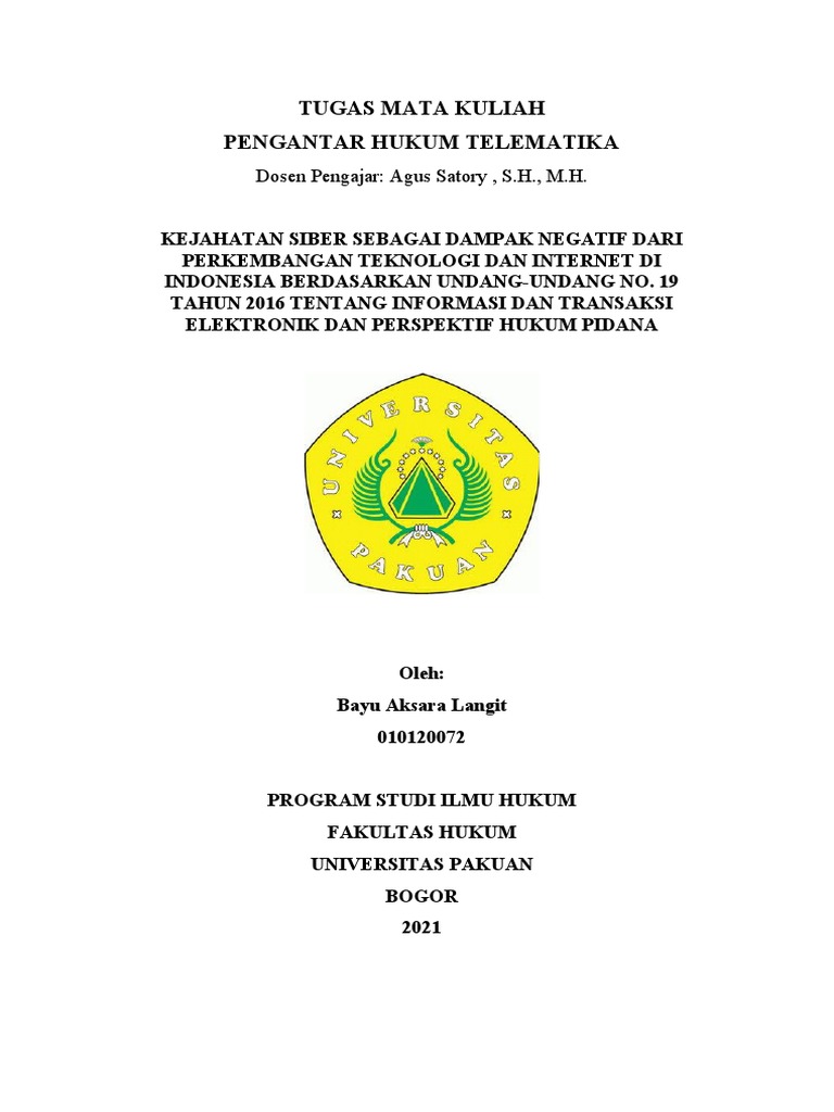 Makalah Hukum Telematika Bayu Aksara Langit | PDF