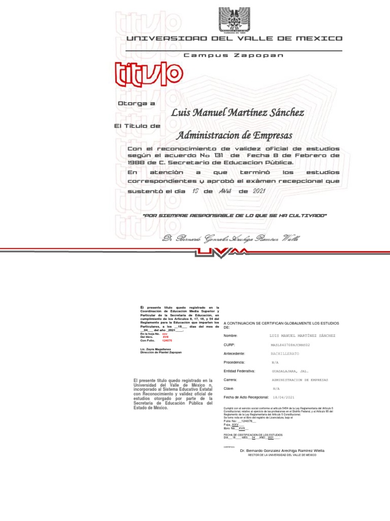 Titulo Uvm | PDF | Gobierno