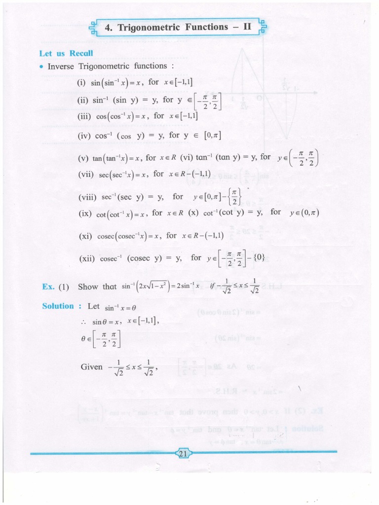 Trigonometric Functions - II | PDF | Trigonometric Functions | Mathematical Objects