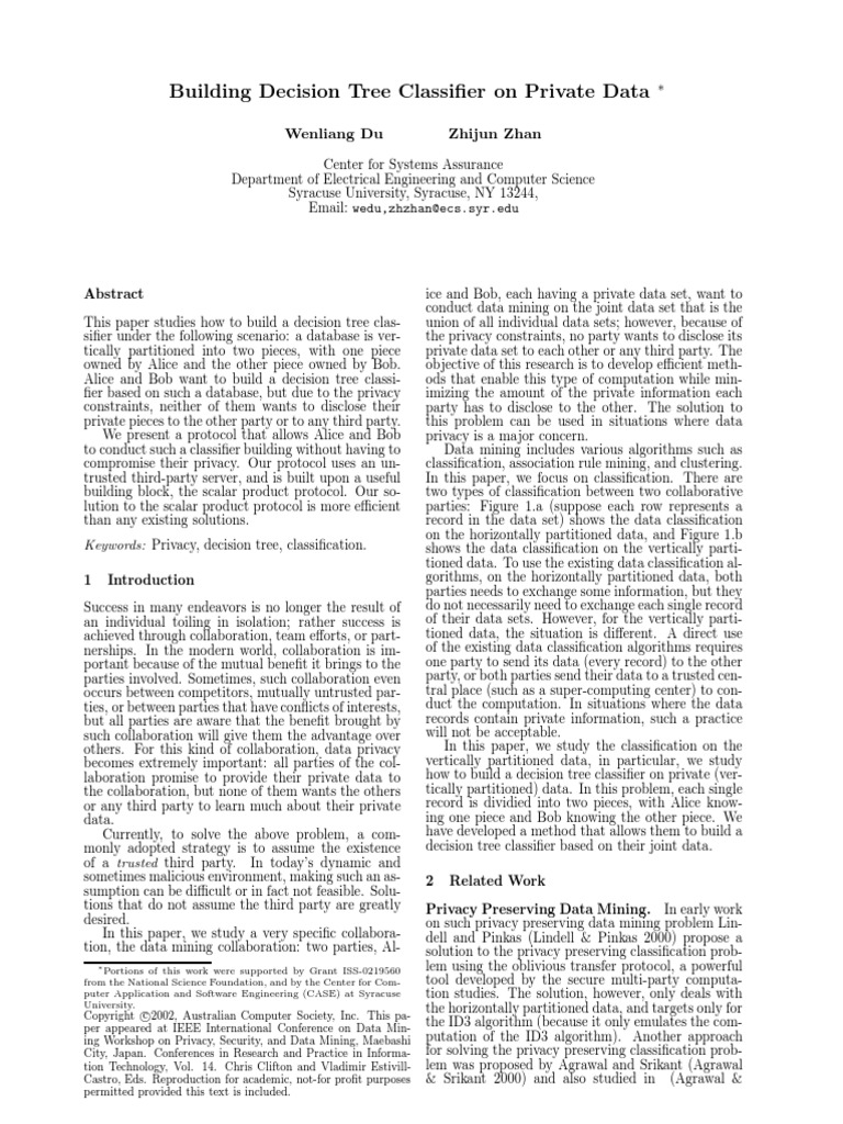 Decision Tree Classifier On Private Data | PDF | Data Mining ...
