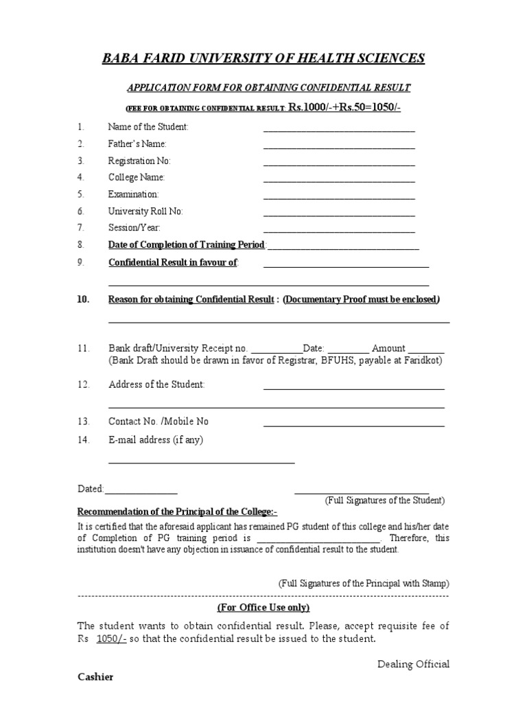 Baba Farid University of Health Sciences: Application Form For ...