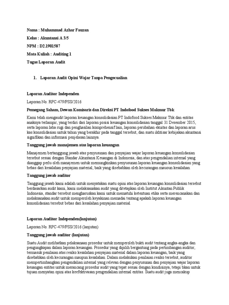 Laporan Audit | PDF | Karier & Perkembangan | Pengelolaan Keuangan & Uang