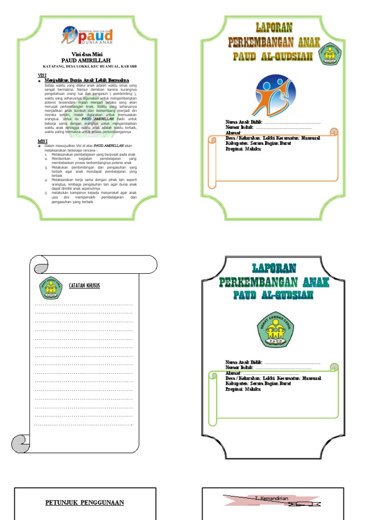 Contoh Raport PAUD WWW - Gurunow.top | PDF