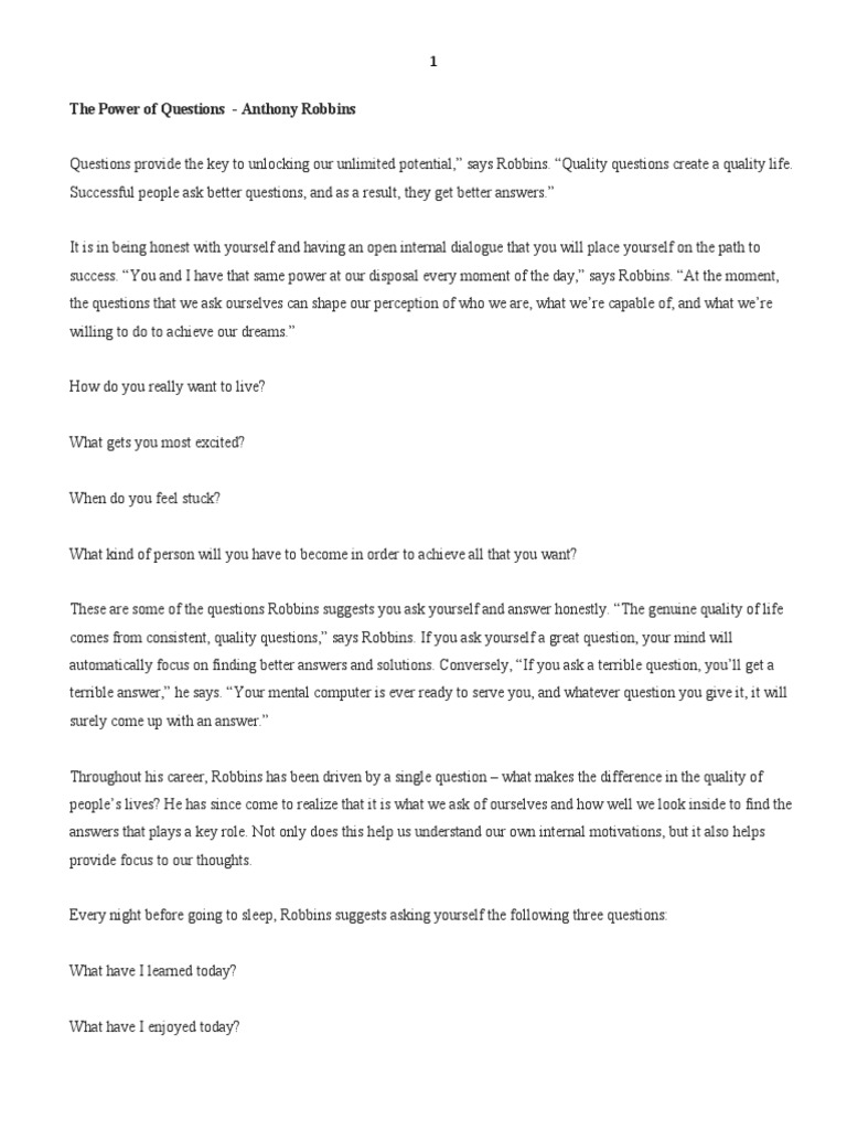 The Power of Questions | PDF | Question | Psychology