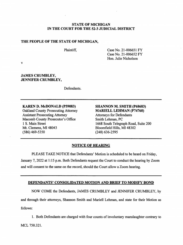 Crumbleys Motion To Modify Bond | PDF | Negligence | Prosecutor