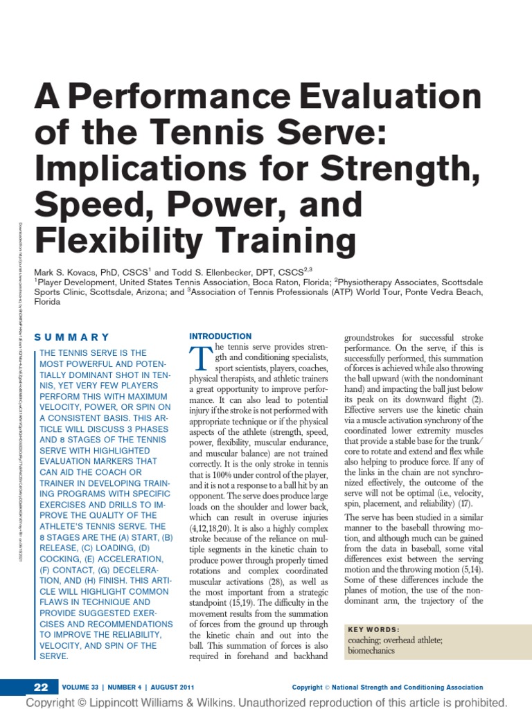 A Performance Evaluation of The Tennis Serve .5 | PDF | Anatomical ...