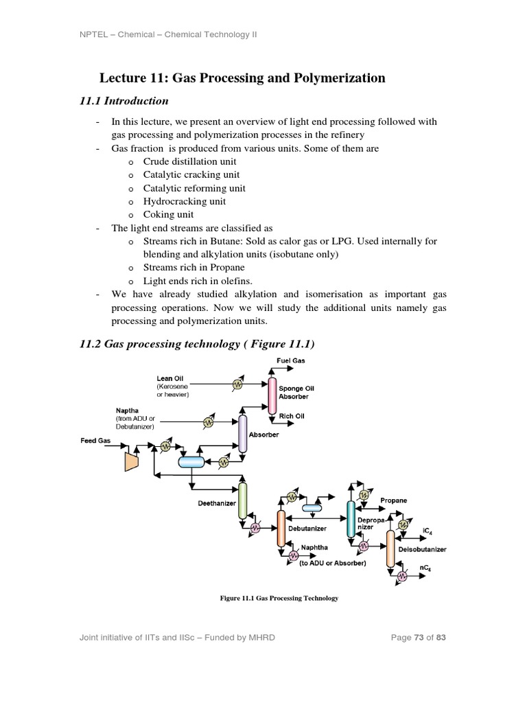 Lecture - 11 - Gas Processing and Polymerization | PDF | Cracking ...
