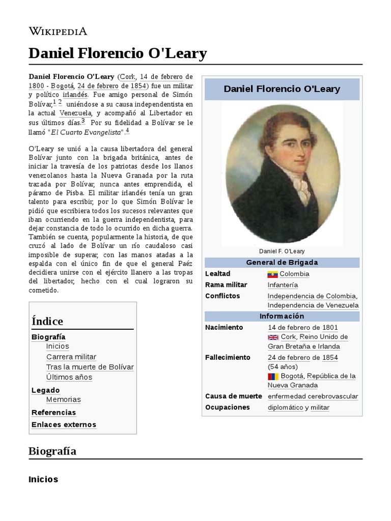Daniel Florencio O'Leary | PDF | América del Sur | Venezuela
