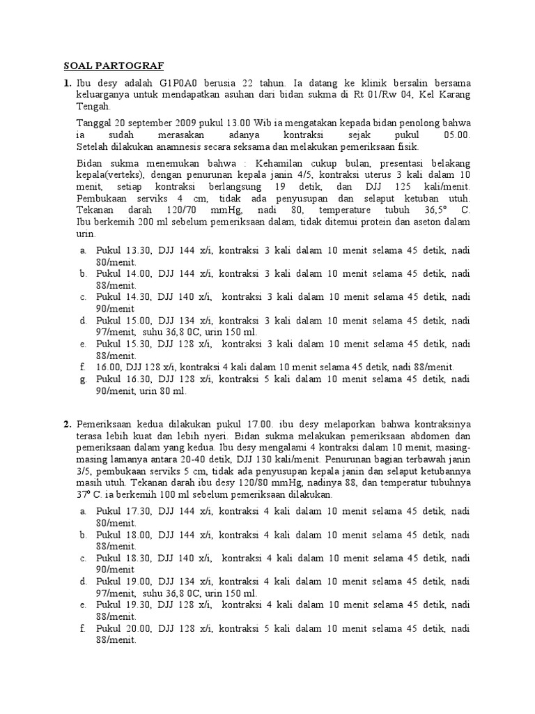 Contoh Soal Partograf | PDF