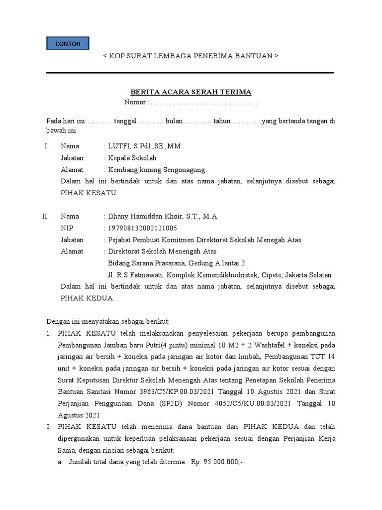 00 Contoh Format BAST Baru | PDF