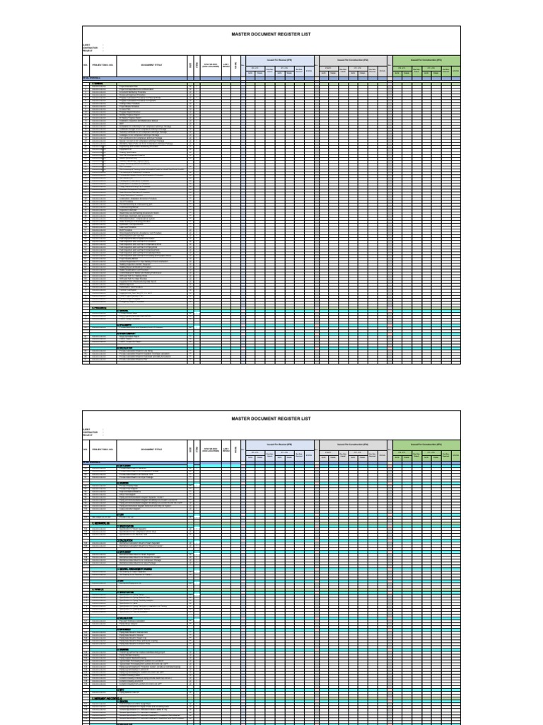 Master Document Register List: Client: Contractor: Project | Download ...