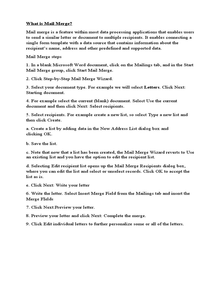 Mail Merge Notes | PDF