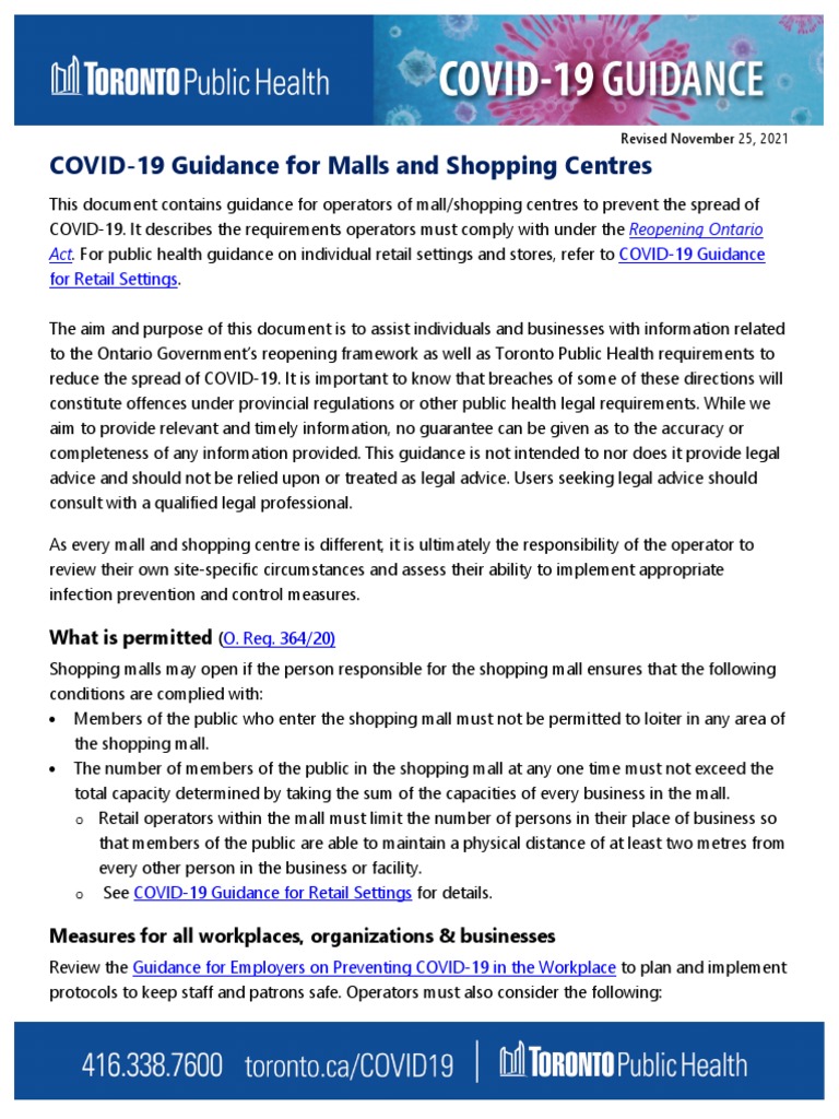 Guidelines For Malls and Shopping Centres | PDF | Disinfectant ...