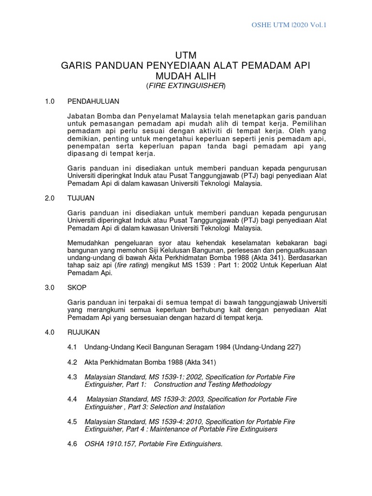 Garis Panduan Alat Pemadam Api | PDF