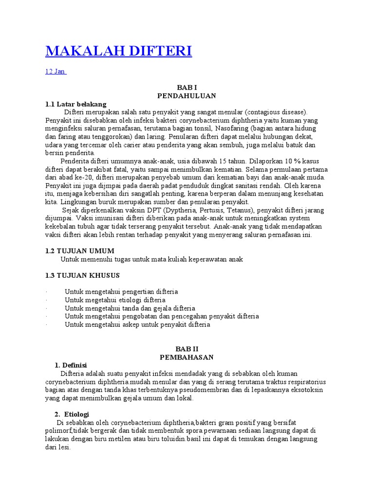 Makalah Difteri | PDF