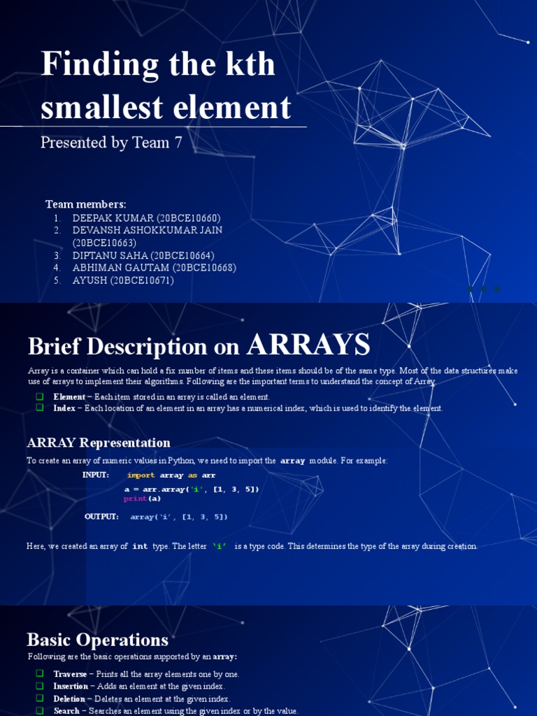 Team 7 Finding The KTH Smallest Element D11 | PDF | Array Data ...