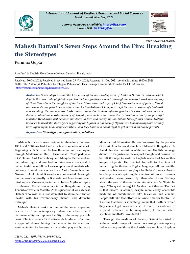 Mahesh Dattani's Seven Steps Around The Fire: Breaking The Stereotypes ...