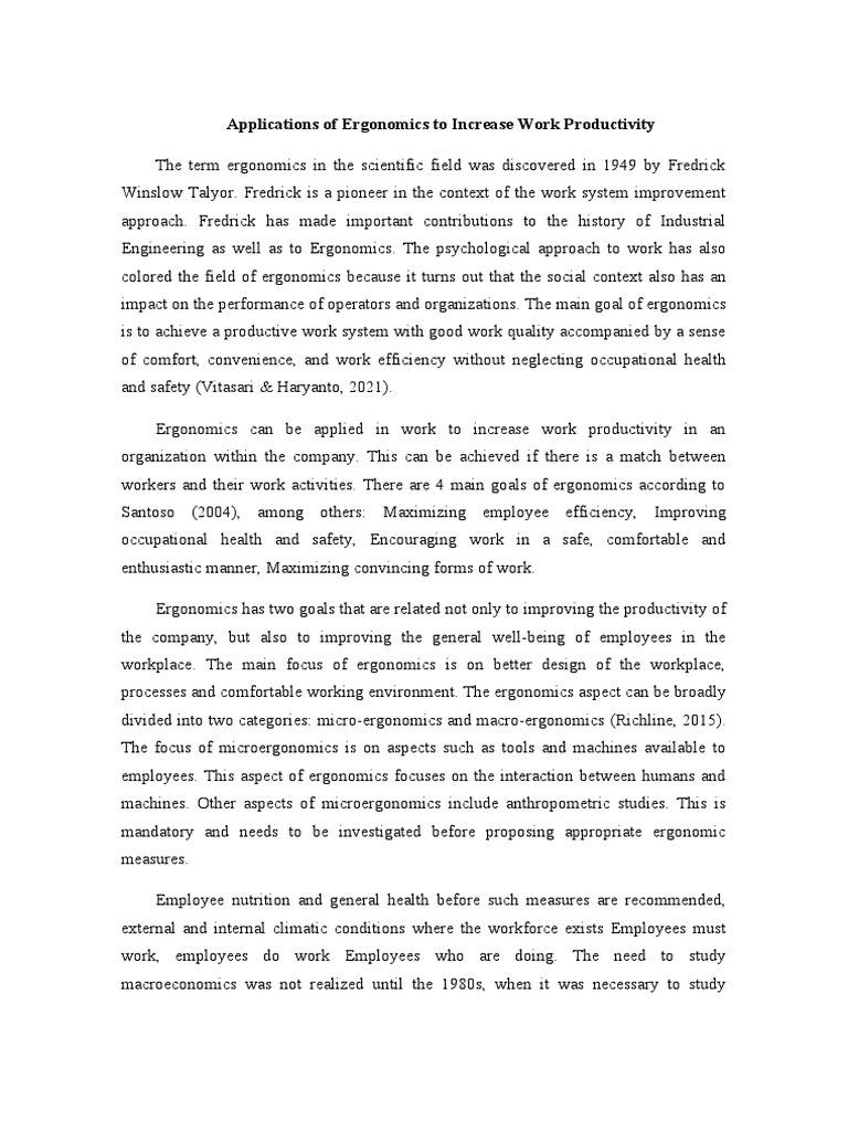 Applications of Ergonomics To Increase Work Productivity | PDF | Human ...