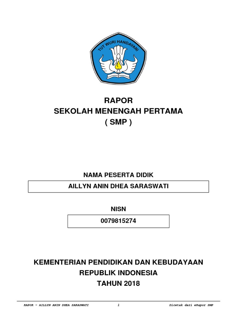 Pelengkap - Rapor - Kelas 7A - 20181 | PDF