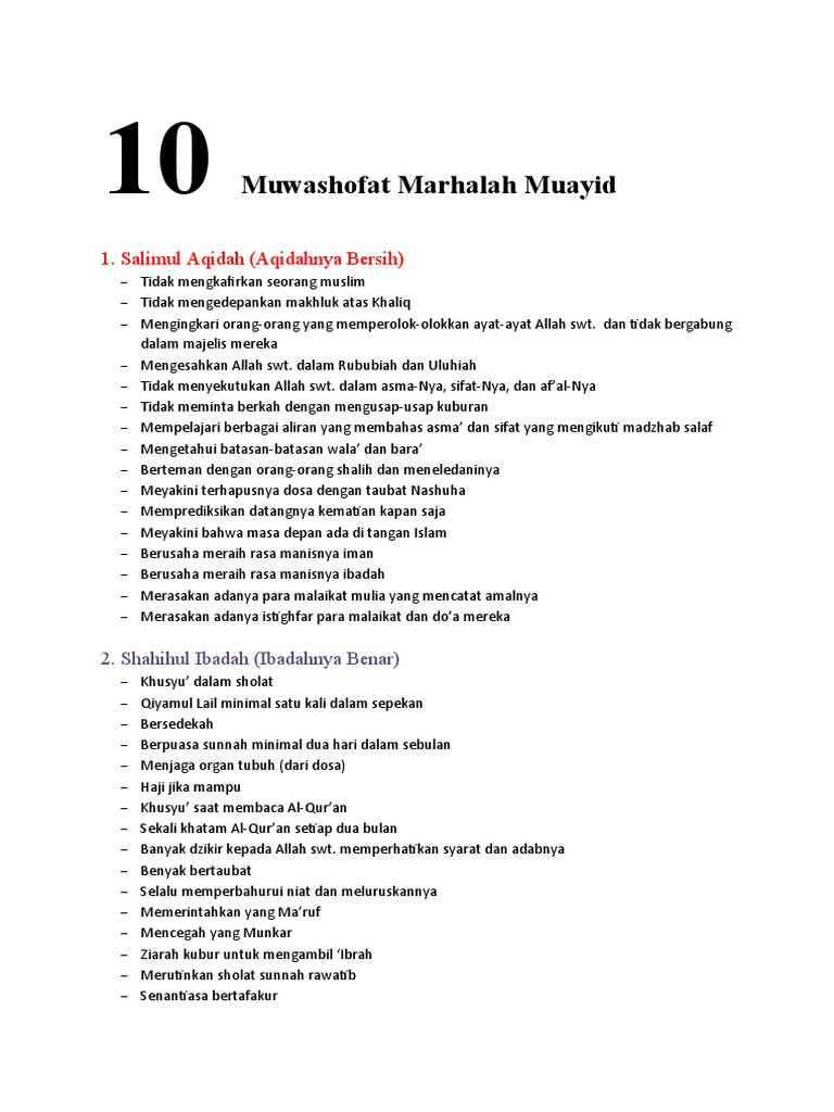 10 Muwashofat Marhalah Muayid | PDF