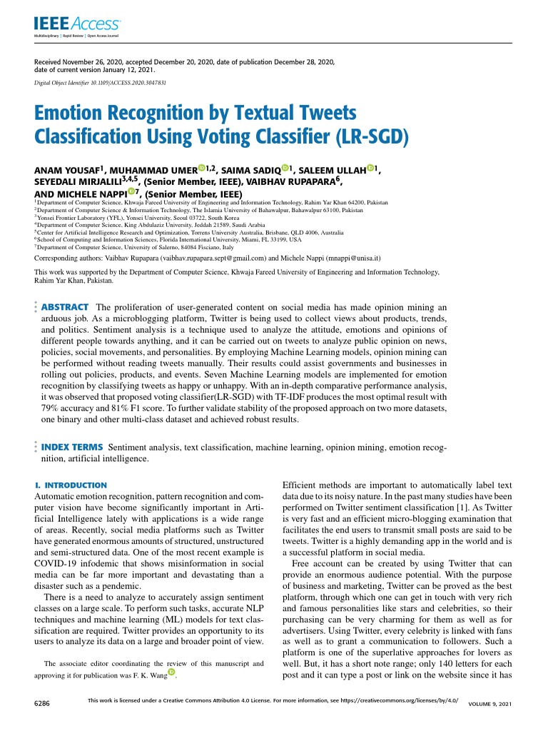 Emotion Recognition by Textual Tweets Classification Using Voting Classifier (LR-SGD) | PDF ...