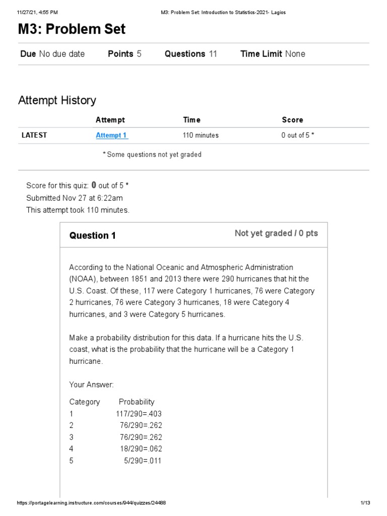 M3 - Problem Set - Introduction To Statistics-2021 - Lagios | PDF | National Oceanic And ...