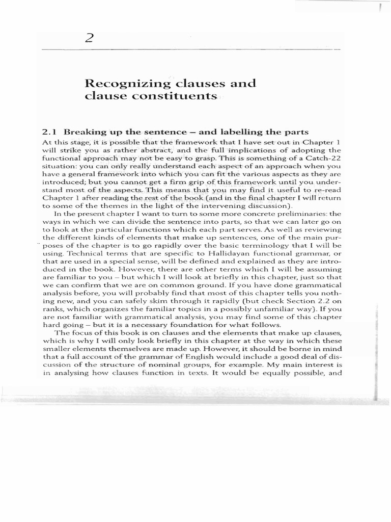 CHP2 Recognizing Clauses and Clause Constituents - Thompson, 2004 | PDF ...