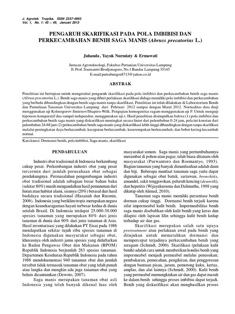 Pengaruh Skarifikasi Pada Pola Imbibisi 969200e6789 | PDF