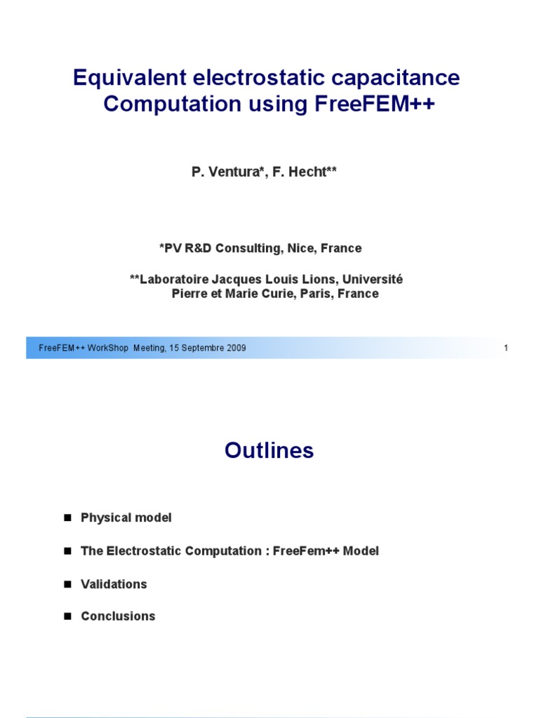 Equivalent Electrostatic Capacitance Computation Using Freefem++ | PDF | Capacitance | Stress ...