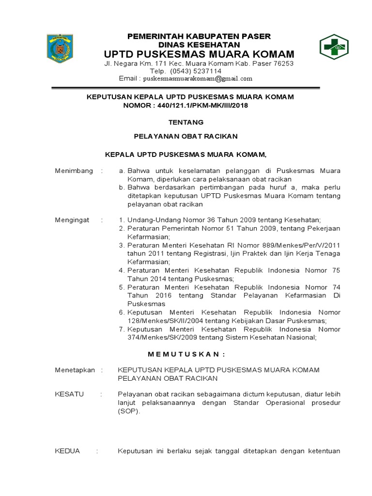 SK Pelayanan Obat Racikan | PDF