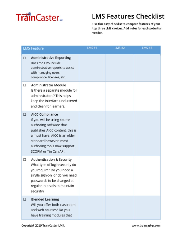 Lms Evaluation Checklist | PDF | Software | Computing