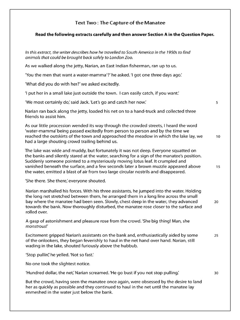 Text Two: The Capture of The Manatee | PDF