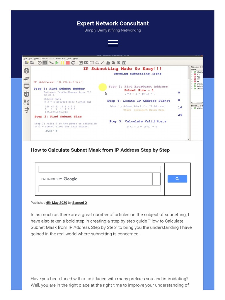 How To Calculate Subnet Mask From IP Address | PDF | Ip Address ...
